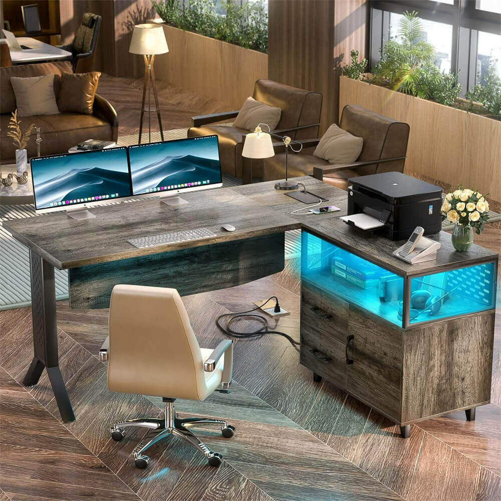 Uniktito 55'' L Shaped Desk, Upgraded Thickened Heavy Duty Computer ...