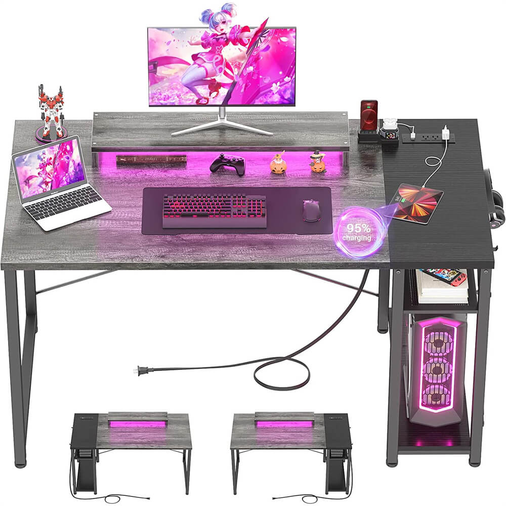 Unikito Computer Desk with Power Outlet and USB Ports, Reversible ...